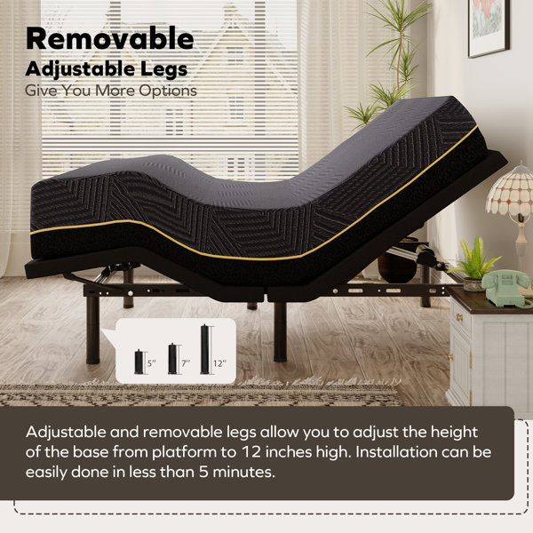 EGOHOME Massaging Zero Gravity Adjustable Bed with 14" Memory Foam Mattress - Wireless Remote ...